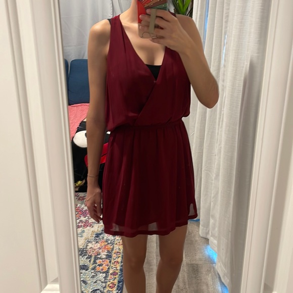 Tobi | Dresses | Wine Red Short Dress Brand Tobi Lace Back | Poshmark